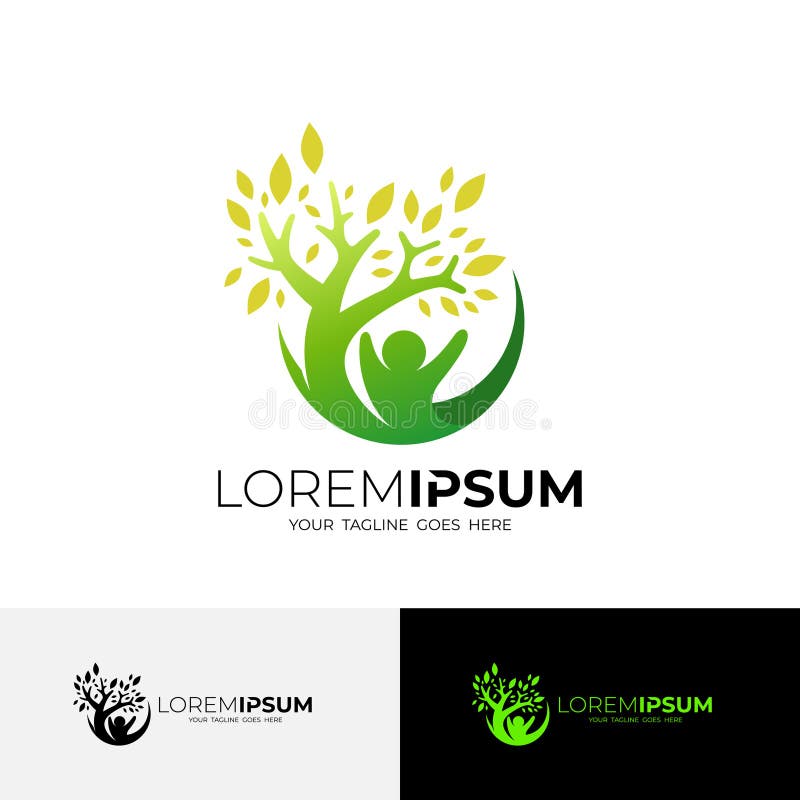 Tree Logo and People Care Design Combination, Nature Logos Stock Vector ...