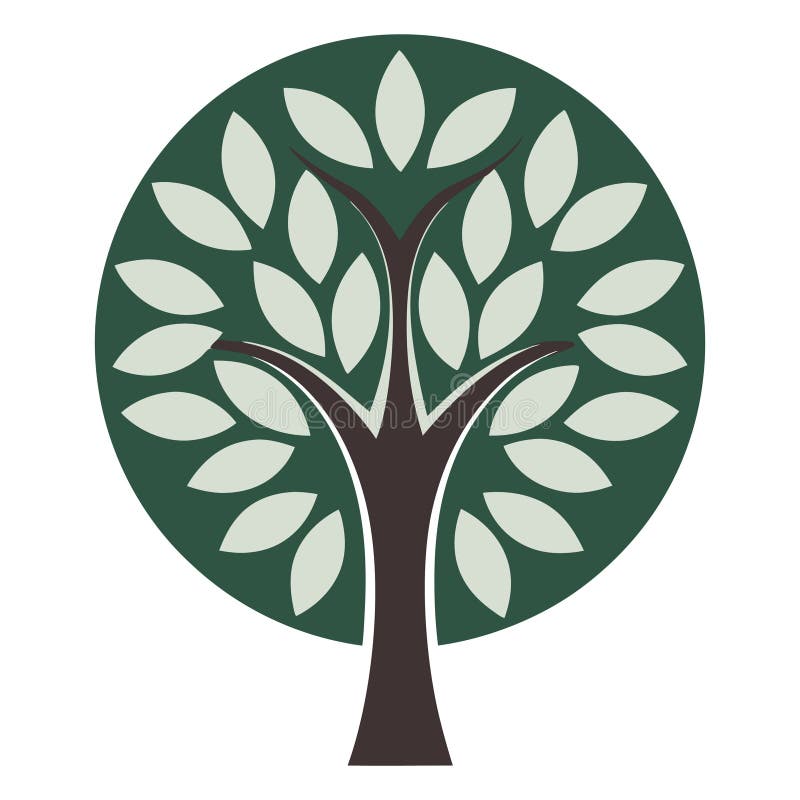 Tree Logo Stylized Design Dark Brown Vector Illustration. Stock ...