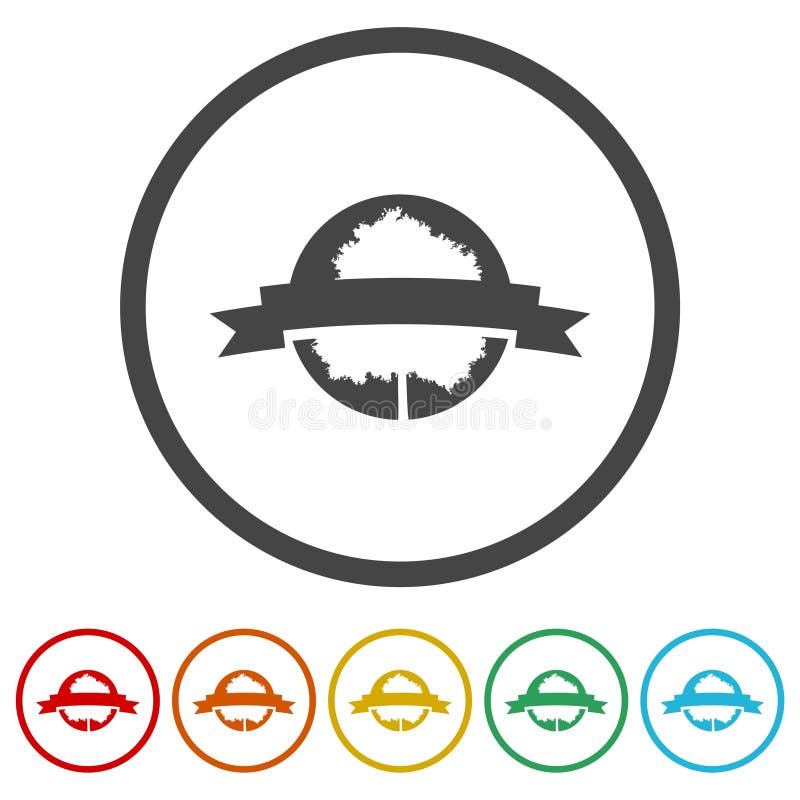 Tree Logo Template. Set Icons in Color Circle Buttons Stock Vector ...