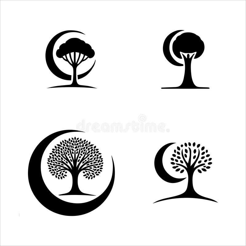 Tree Logos Silhouettes with Vector Eps Illustration Stock Illustration ...