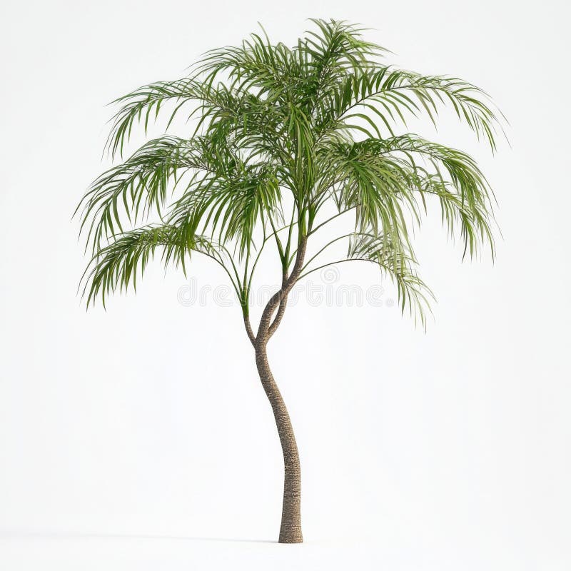 Tree with Long Thin Leaves and Flexible Trunk Against White Background ...