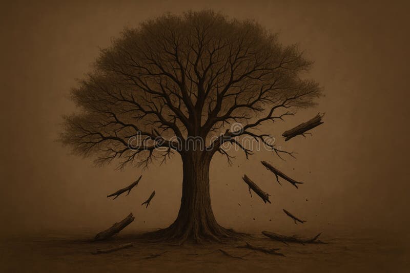 A Tree Loses Its Branches in the Void. Stock Image - Image of ...
