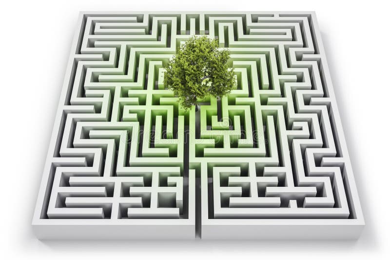 Tree in lost in labyrinth stock illustration. Illustration of nature ...
