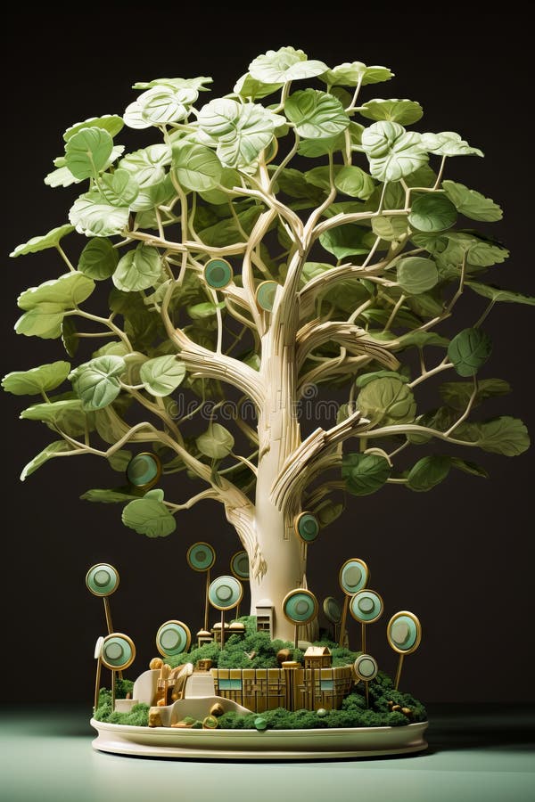 Tree with Lots of Green Leaves and Bunch of Green Buttons. Generative ...
