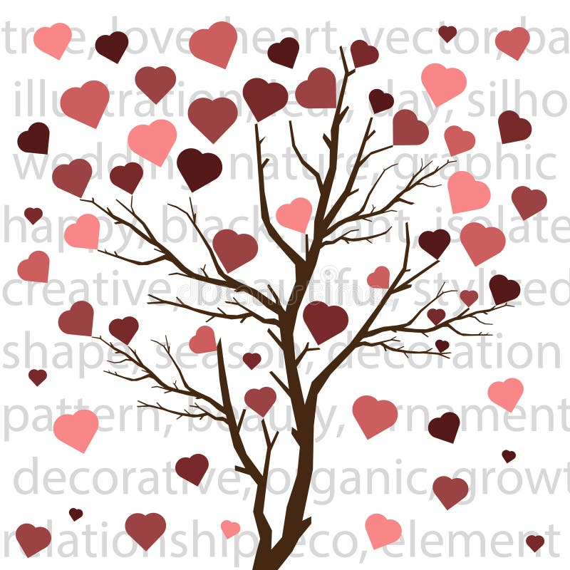 Tree of Love. a Tree with Heart-shaped Leaves Stock Vector ...