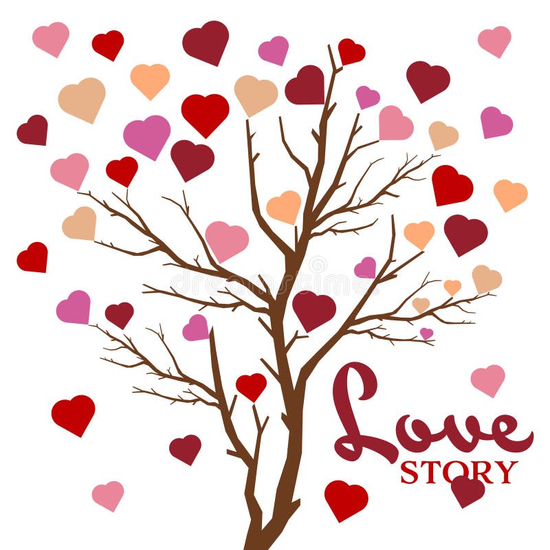 Tree of Love. a Tree with Heart-shaped Leaves Stock Vector ...