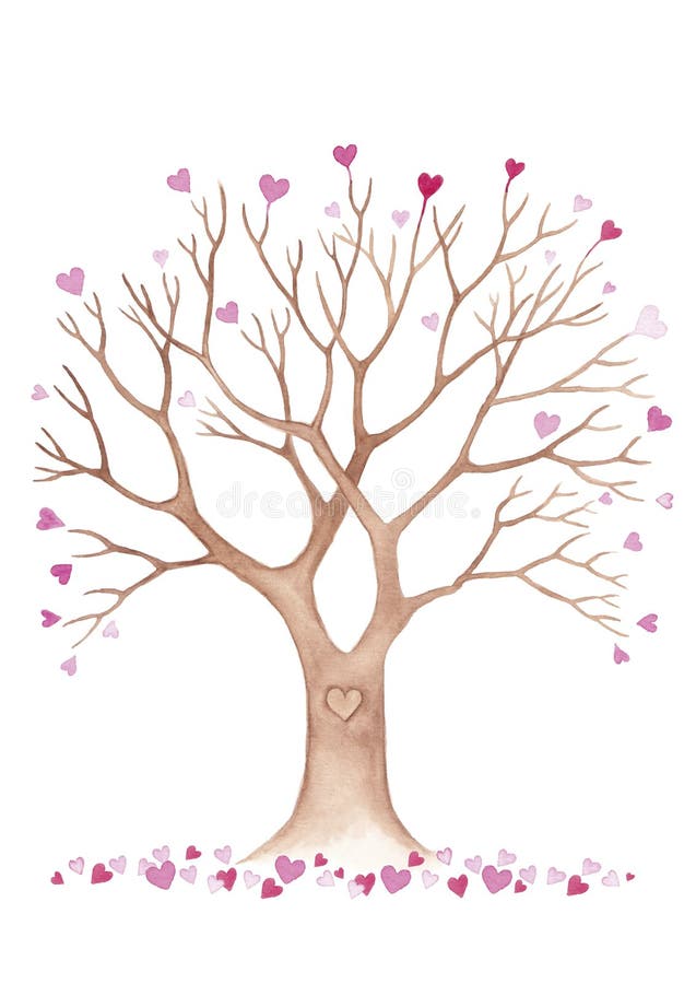 Tree of Love Isolated on White Stock Illustration - Illustration of ...