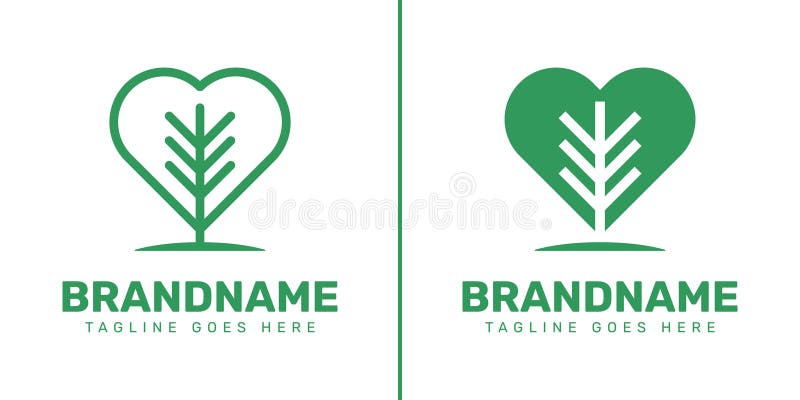 Tree Love Modern Simple Logo Set, Symbolizing Love, Growth, and Nature ...