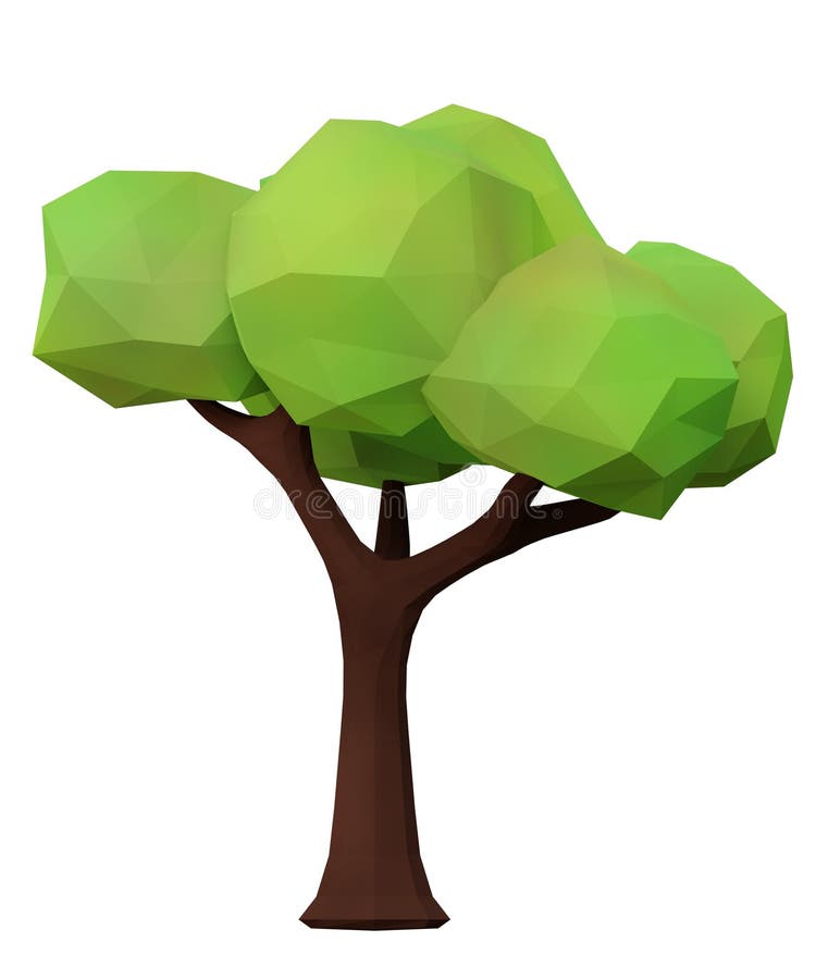Tree Low Poly. 3d Rendering. Stock Photo - Illustration of nature ...