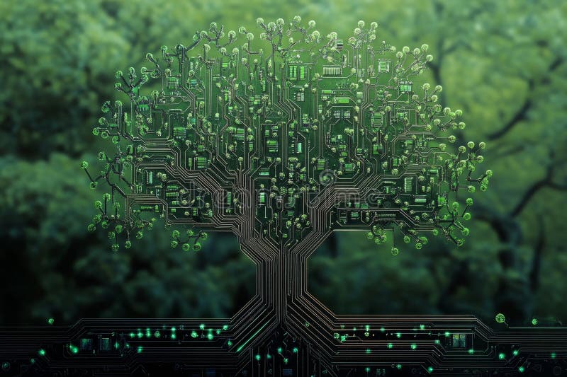 A Tree Made of Electronic Components Stock Illustration - Illustration ...