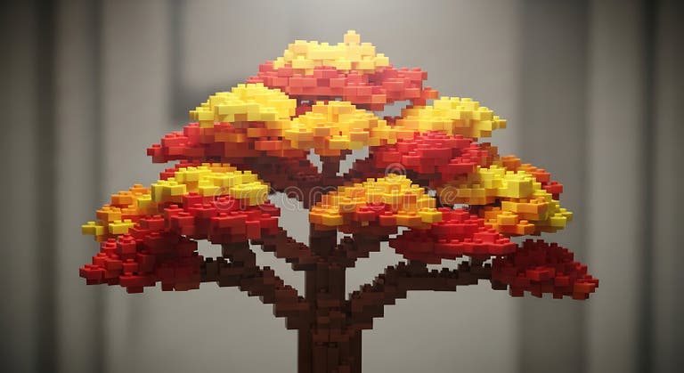 A Tree Made of Interlocking Plastic Bricks, Resembling LEGO Pieces. it ...