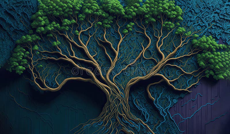 A Tree Made of Intertwining Circuitry Symbolizes the Harmony between ...