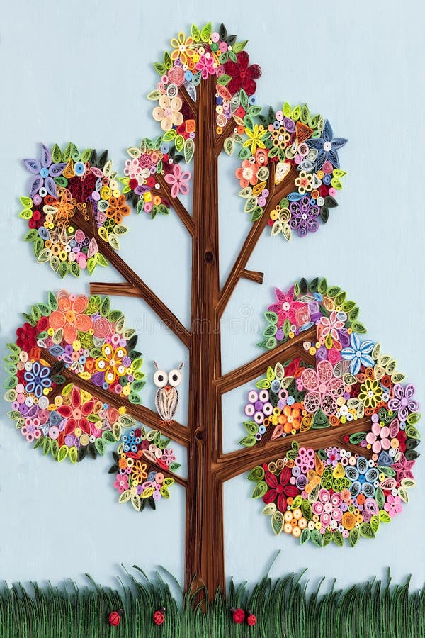 Tree Made with Quilling Art Stock Image - Image of creative, floral ...