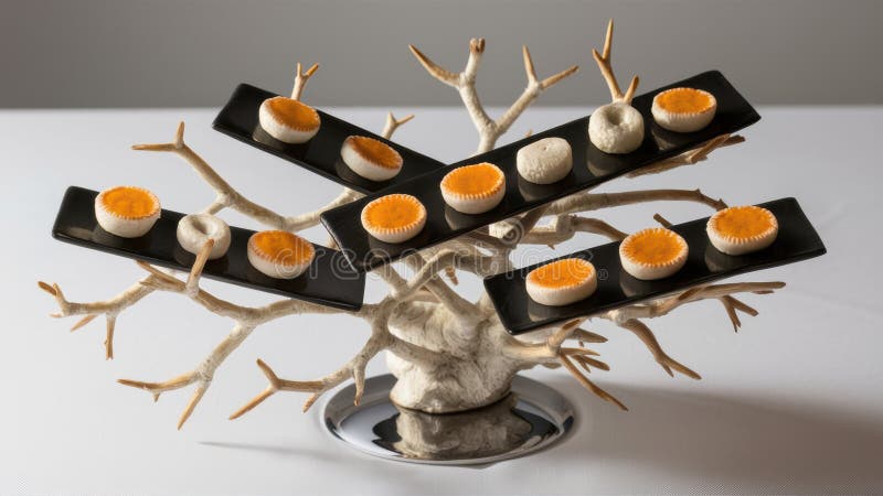A Tree Made of Small Cups with Food on Them, AI Stock Image - Image of ...