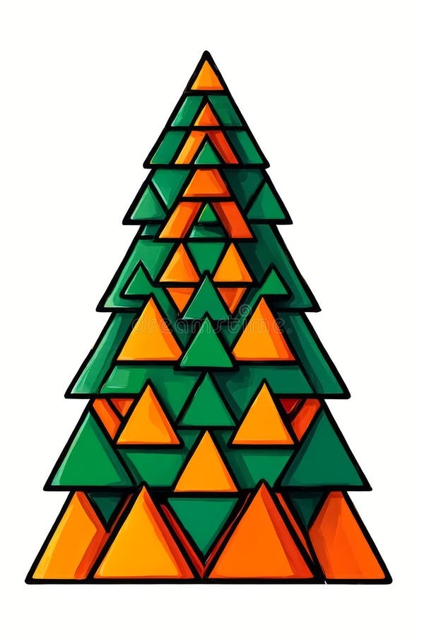 Tree Made of Triangles and Squares Stock Photo - Image of yellow, year ...