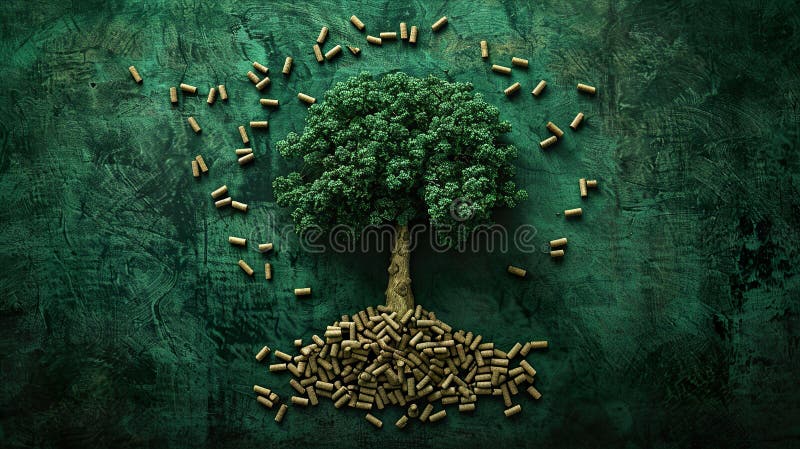 Tree Made of Wood Pellets stock illustration. Illustration of design ...