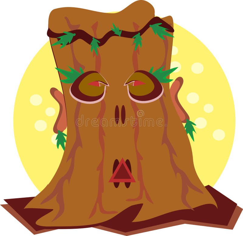Tree Man with Leaves stock illustration. Illustration of ears - 34128446