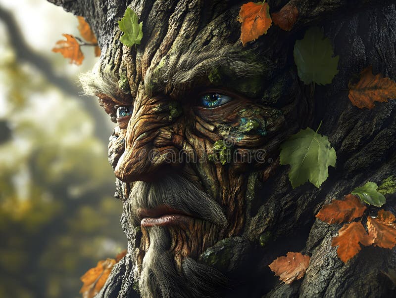 Tree Man with Leaves, Mystical Forest Character, White Isolate ...