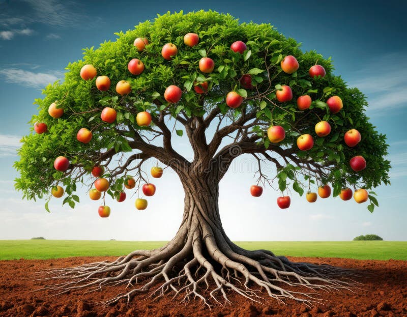 A Tree with Many Apples on it Stock Illustration - Illustration of ...