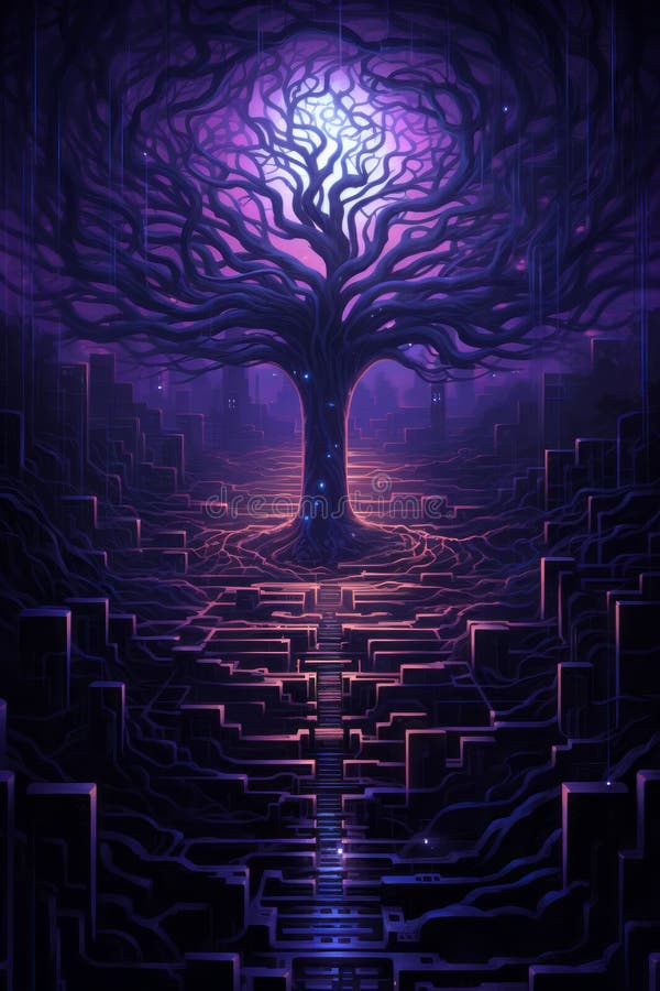 A tree in maze stock illustration. Illustration of evil - 295128263
