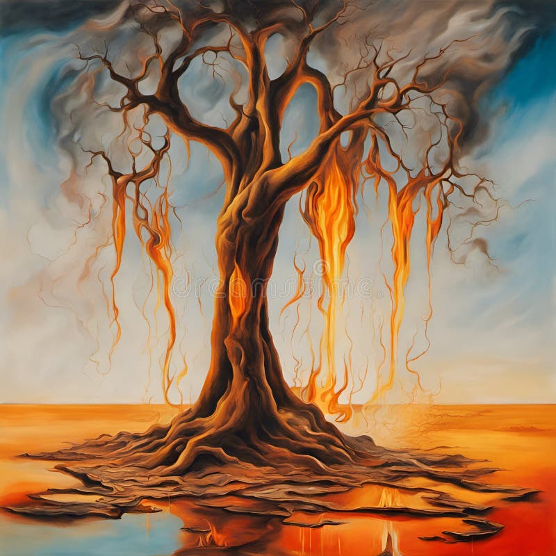 Tree on fire stock illustration. Illustration of morning - 288558462