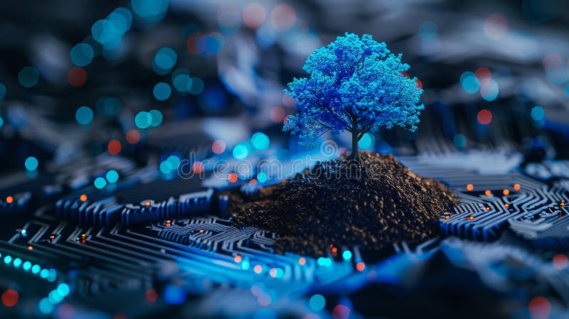 The Tree on a Microchip. AI Generated Stock Image - Image of ecology ...