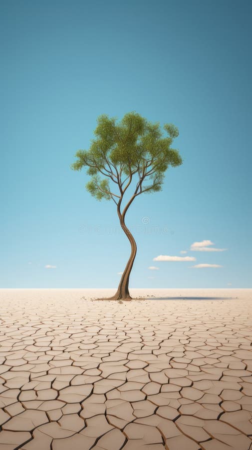 A Tree in the Middle of a Desert. Generative Ai Stock Image - Image of ...