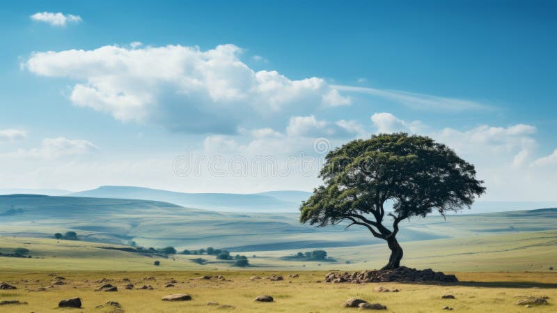 A Tree in the Middle of a Field Stock Illustration - Illustration of ...