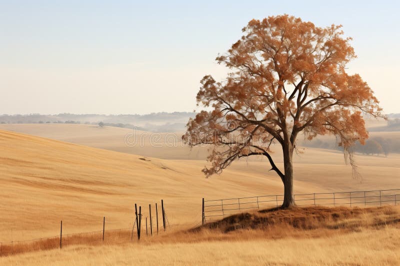 A Tree in the Middle of a Field Stock Illustration - Illustration of ...