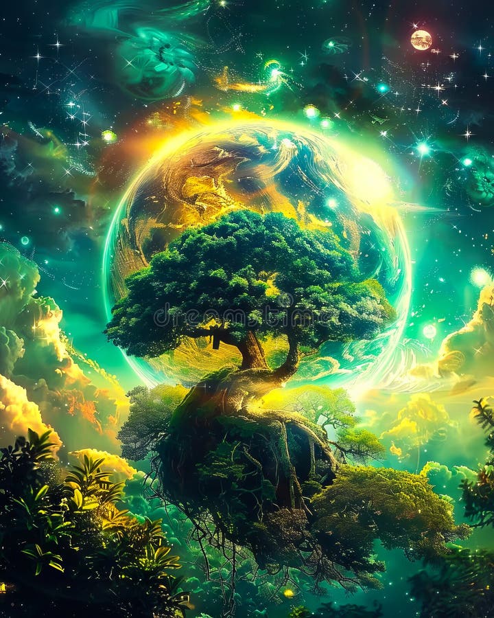 A Tree in the Middle of the Universe Stock Photo - Image of middle ...