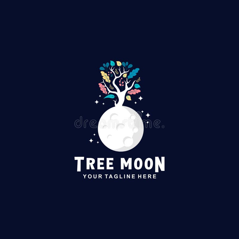 Tree Moon Logo Design Inspiration Stock Illustration - Illustration of ...