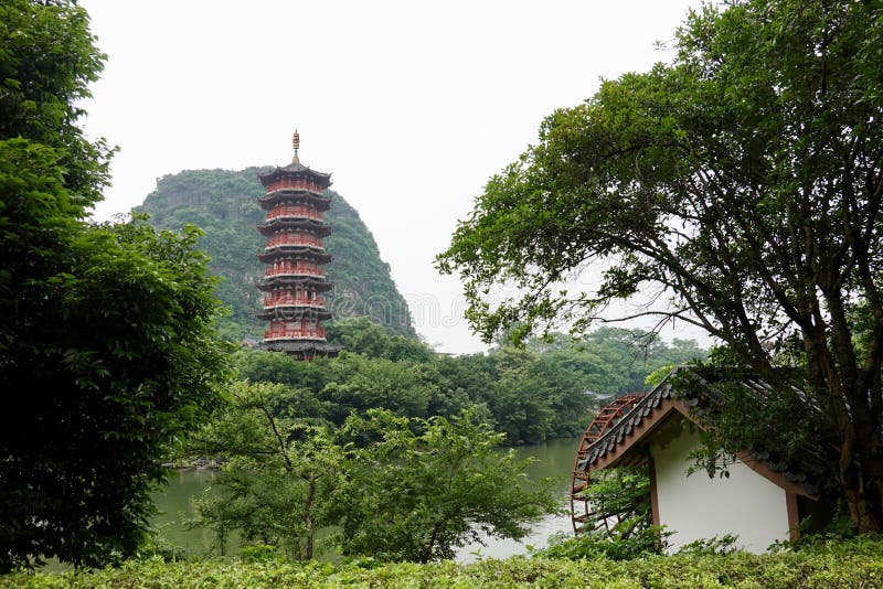 Tower China stock photo. Image of tree, tower, plant - 208440884