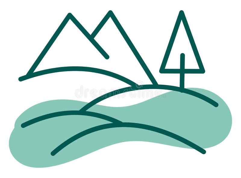 Tree in the Mountains, Icon Stock Vector - Illustration of high ...
