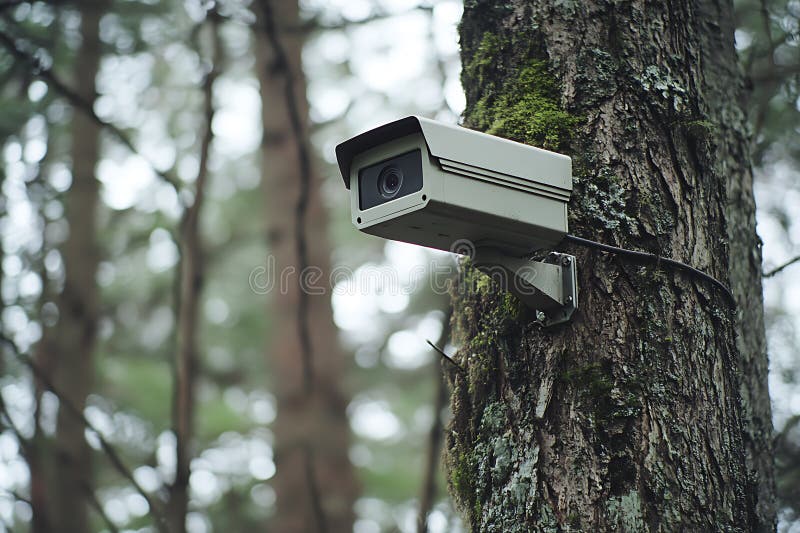 Tree-mounted Security Camera Camouflaged for Outdoor Surveillance Stock ...