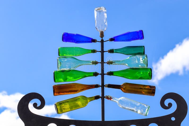 Tree of Multi-colored Glass Bottles Stock Photo - Image of futuristic ...