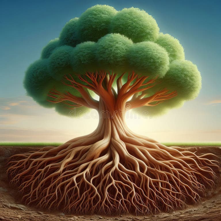 A Tree with Multiple Trunks Growing from a Single Base a Tree W Stock ...