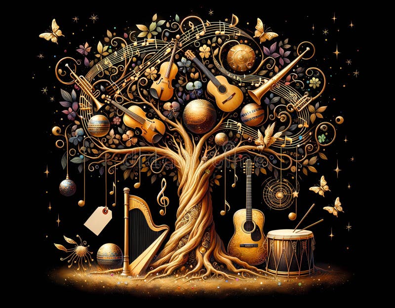 The Tree of Music Inspiration Scene Illustration - AI Generated Image ...