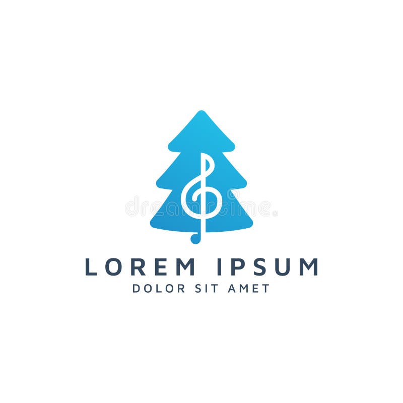 Tree and Music Negative Space Logo Design Stock Vector - Illustration ...