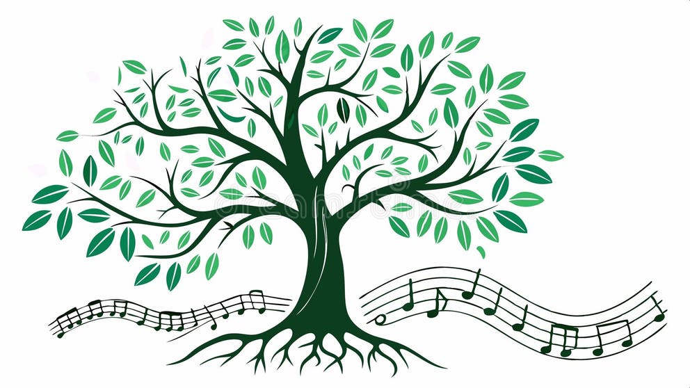 Tree with Musical Notes, Harmonious Growth and Creative Expression ...