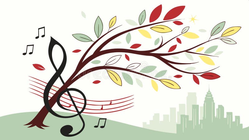 Tree with Musical Notes Illustration Vector Design Generative AI Stock ...