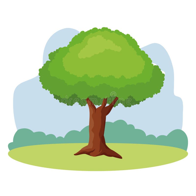 Tree Nature Cartoon Isolated in Black and White Stock Vector ...