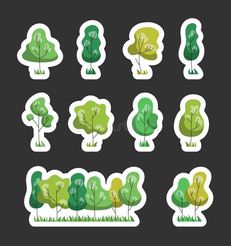 Tree Nature Forest. Sticker Bookmark Stock Vector - Illustration of ...