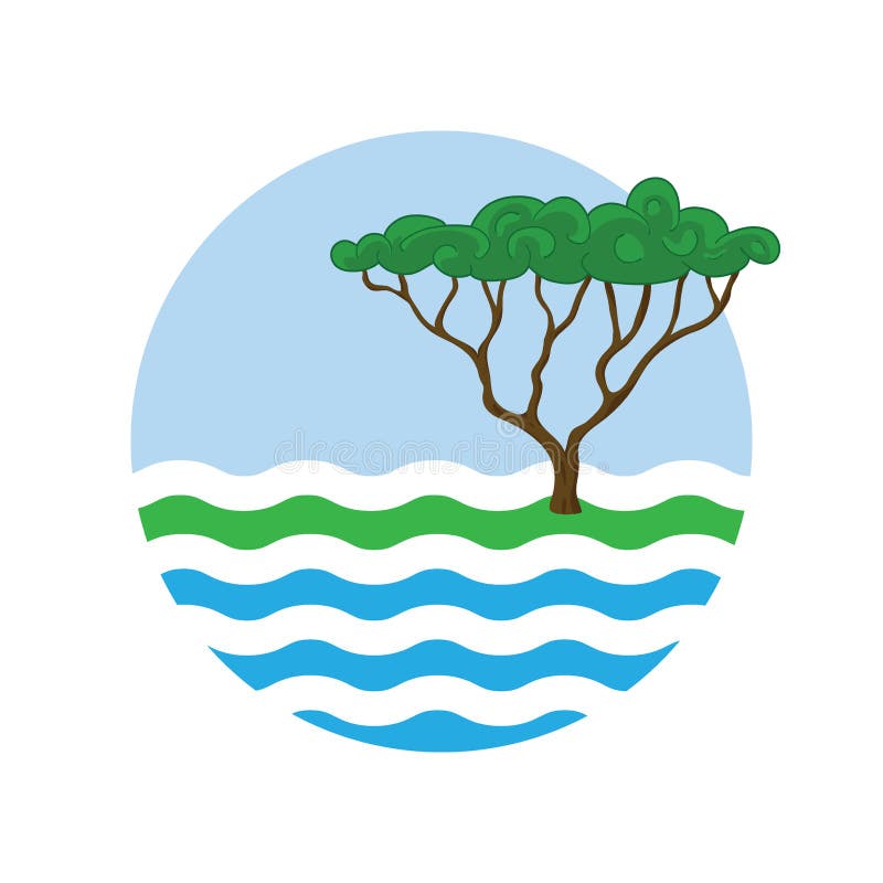 Tree Near the Water, Vector Logo Illustration Stock Vector ...
