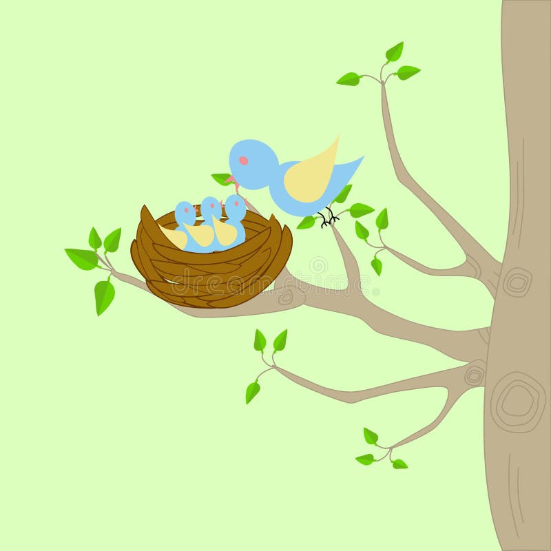 A tree with birds nest stock vector. Illustration of little - 91985529