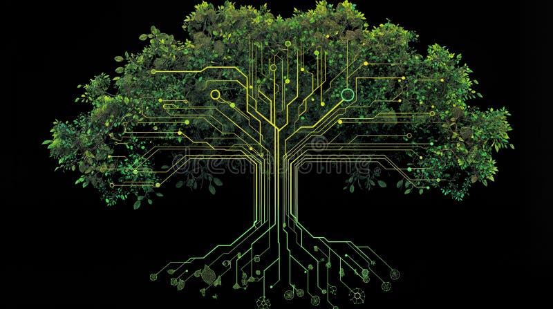 Tree with a Network of Branches Stock Illustration - Illustration of ...