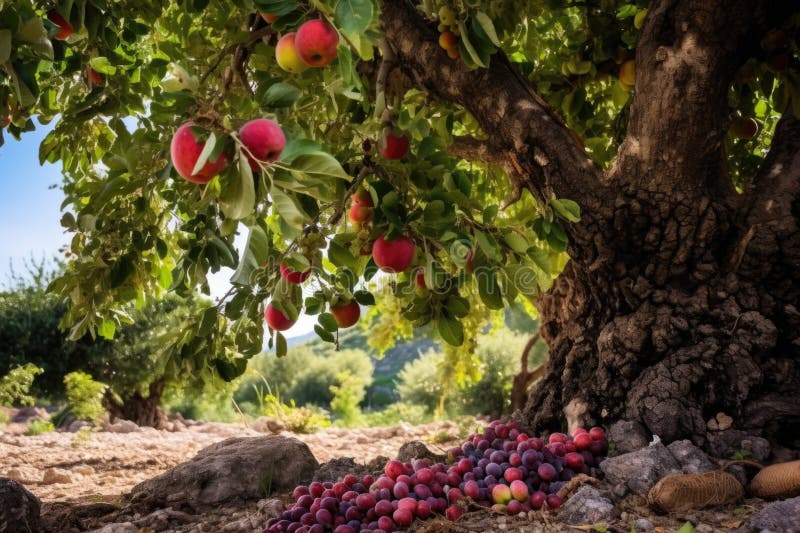 Tree Next To a Fruit-laden One Stock Photo - Image of tree ...