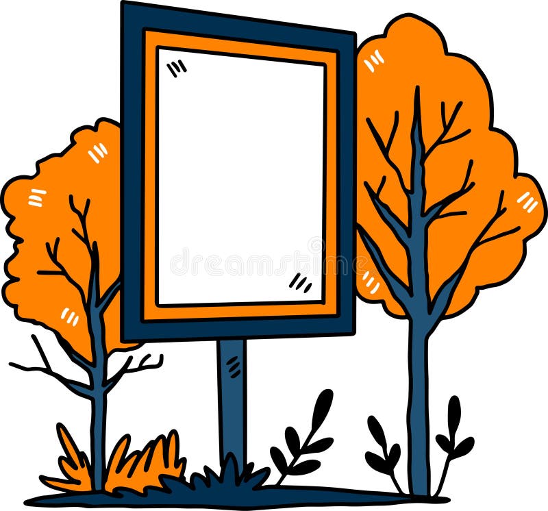 A Tree is Next To a Sign that is Blank Stock Vector - Illustration of ...