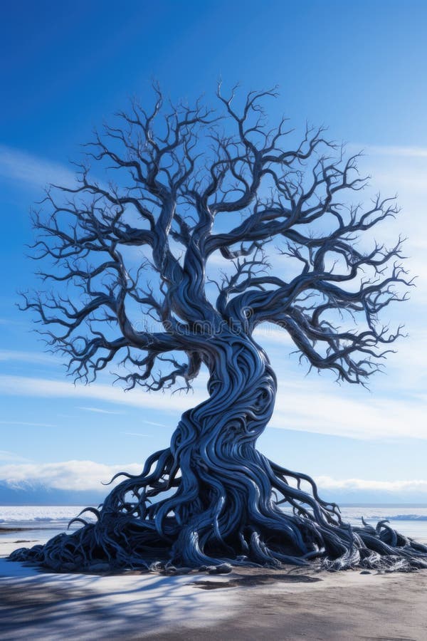 A Tree with No Branches on it in the Middle of a Field. Generative AI ...