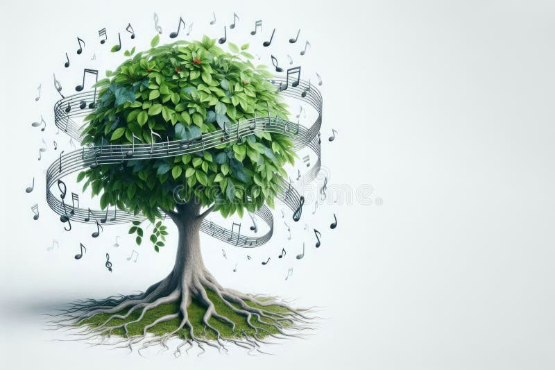 A Tree with Notes and Musical Lines instead of Branches. Space for Text ...