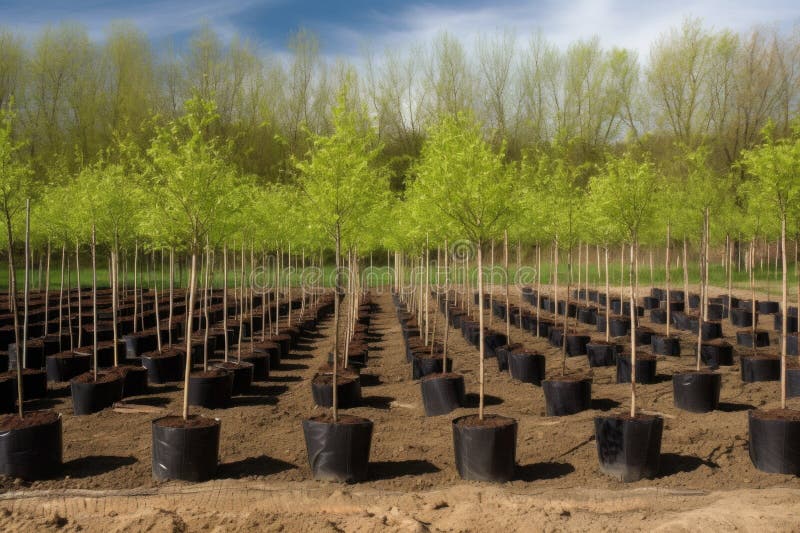 Tree Nursery with Young Trees Being Nurtured for Future Planting Stock ...